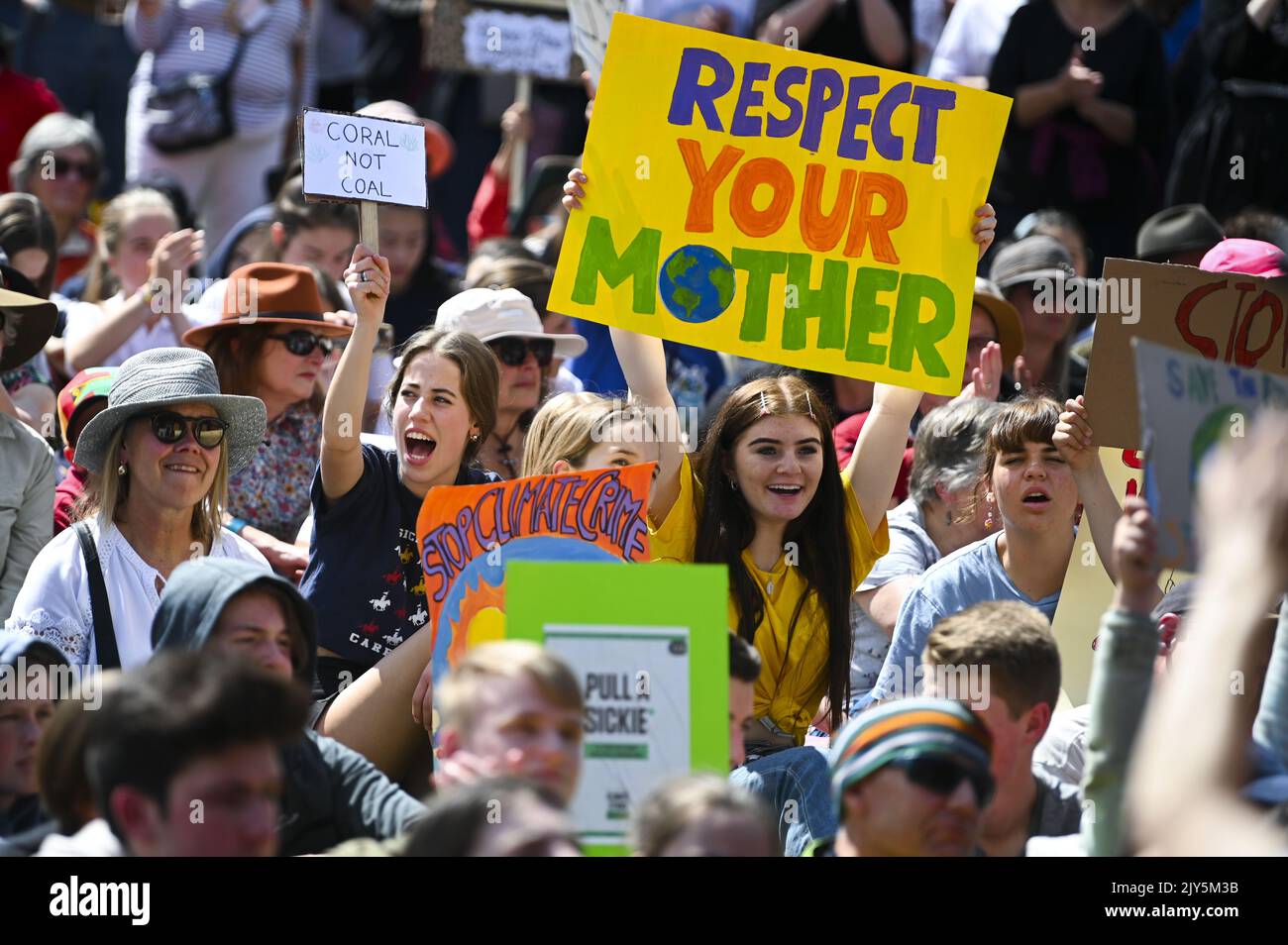Young girls are seen taking part in the The Global Strike 4 Climate ...