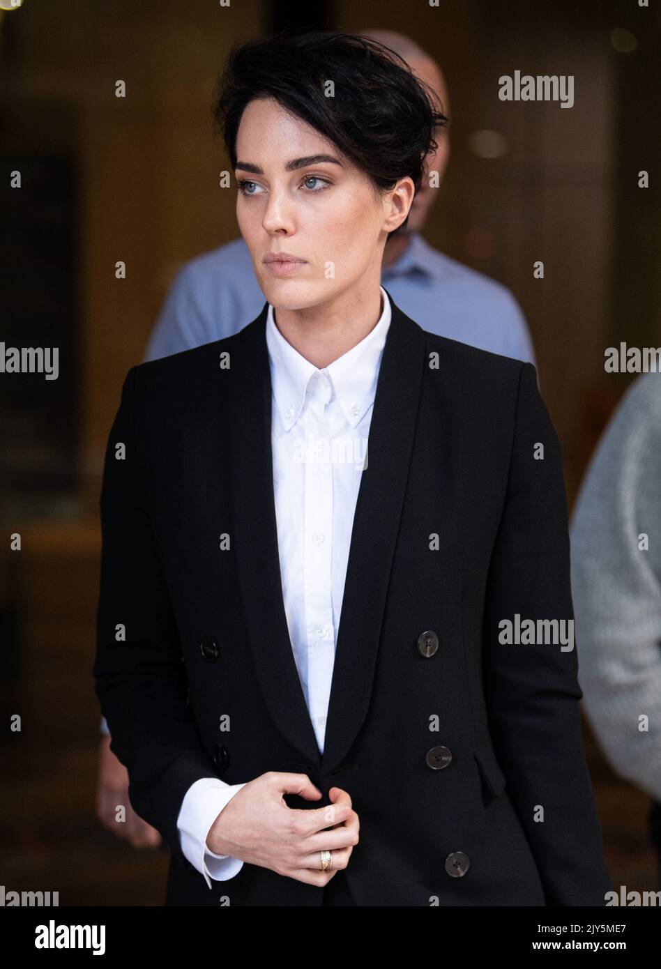 Sarah Budge leaves the Downing Centre Local Court in Sydney, Friday ...