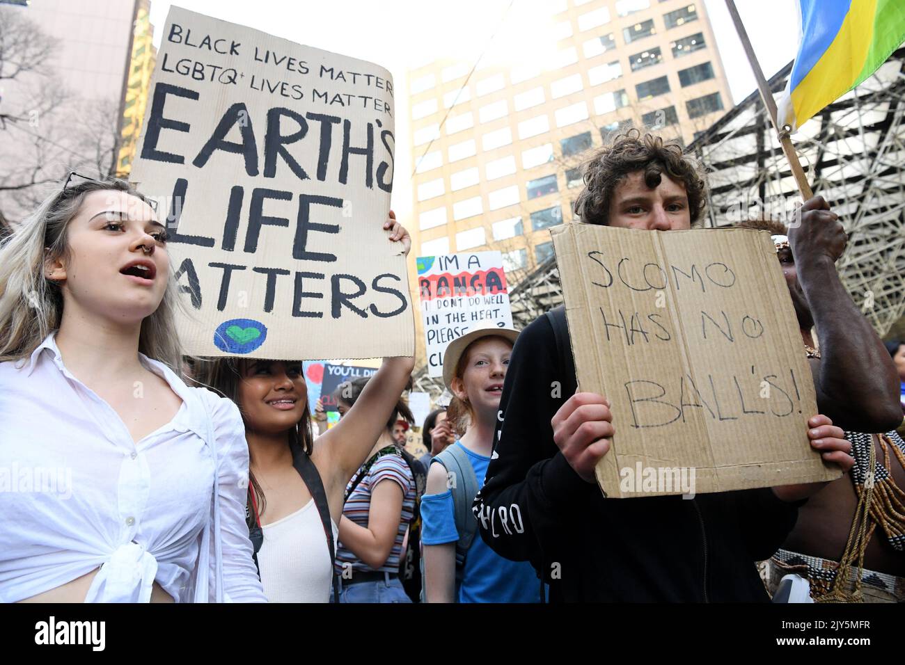 Large crowds march during the The Global Strike 4 Climate rally ...