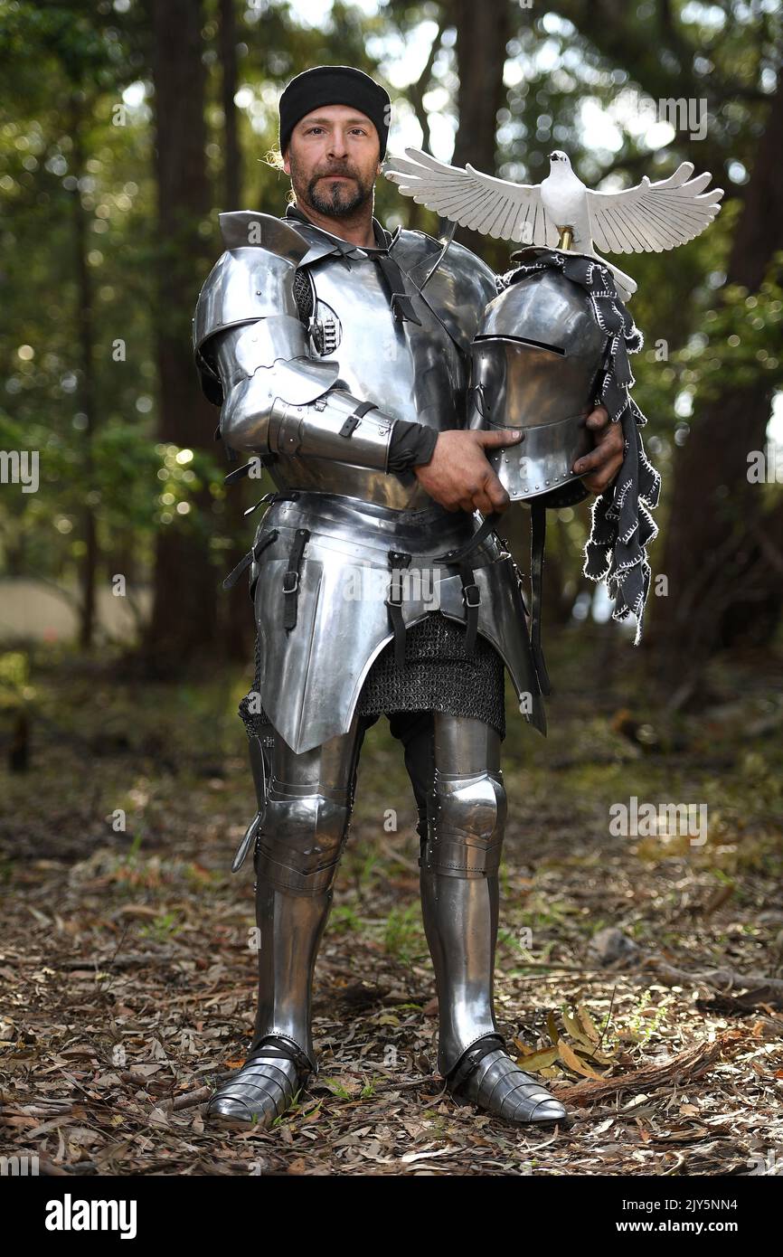 Jouster Cliff Marisma poses for a photograph during the St Ives ...
