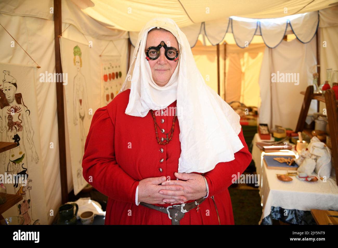 Michelle barraclough poses for a photograph in a 14th century medic ...