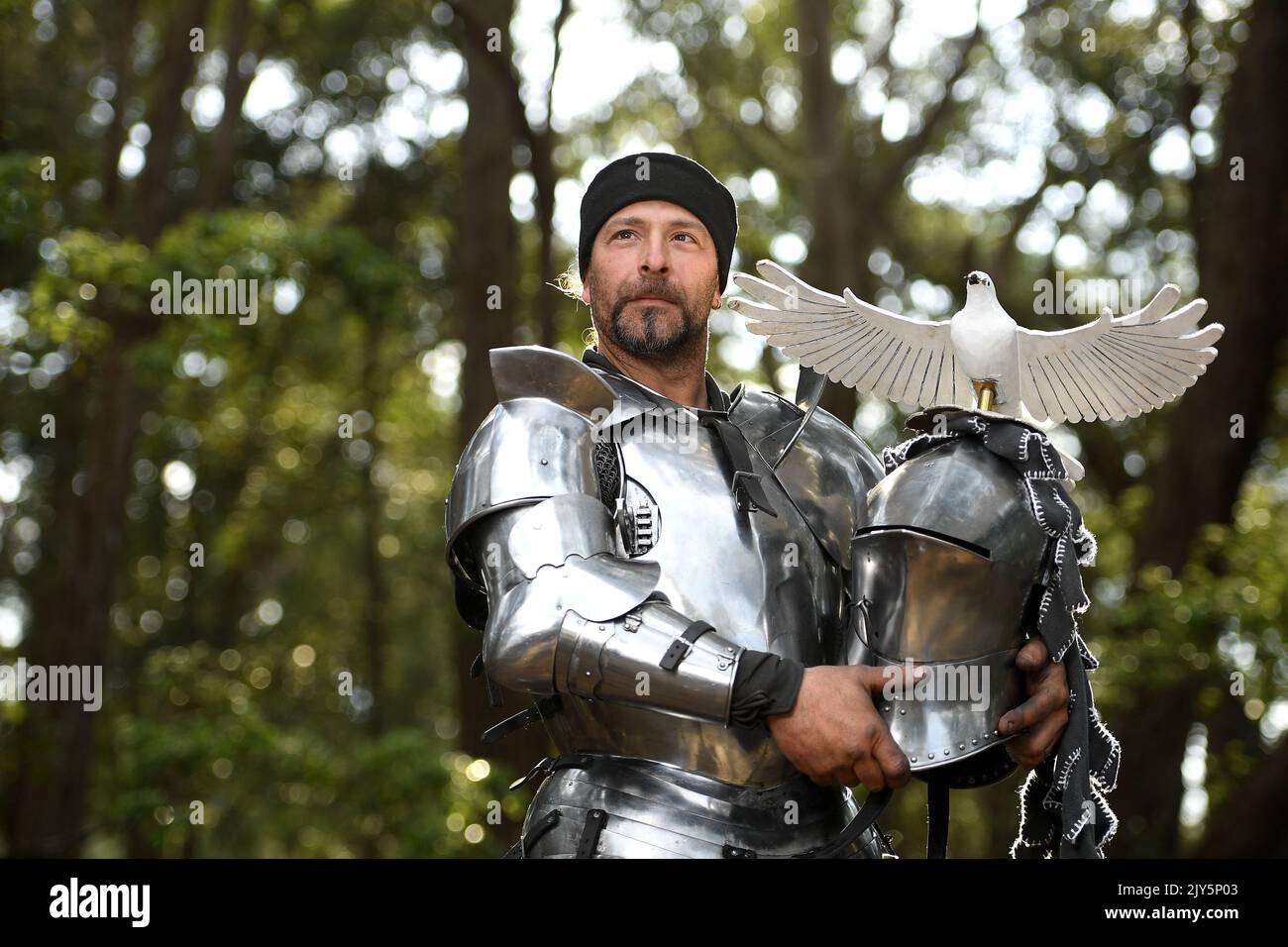 Jouster Cliff Marisma poses for a photograph during the St Ives ...