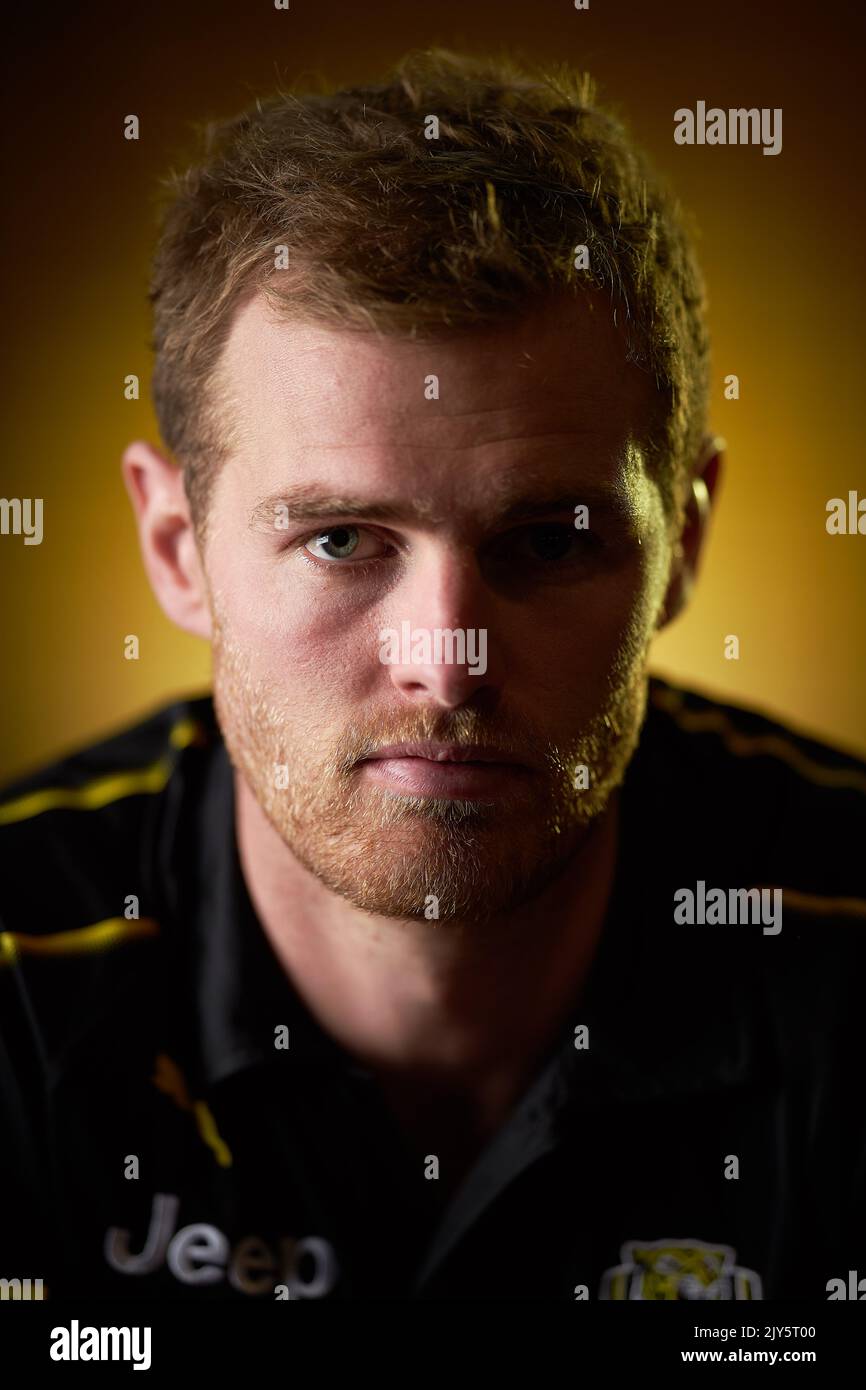 Richmond Tiger player David Astbury poses for a portrait at Punt Road ...