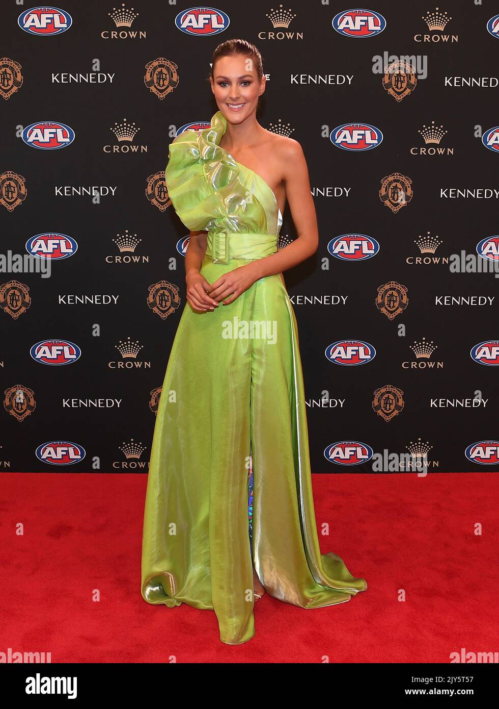 Madeline Slattery arrives at the 2019 Brownlow Medal ceremony at the ...
