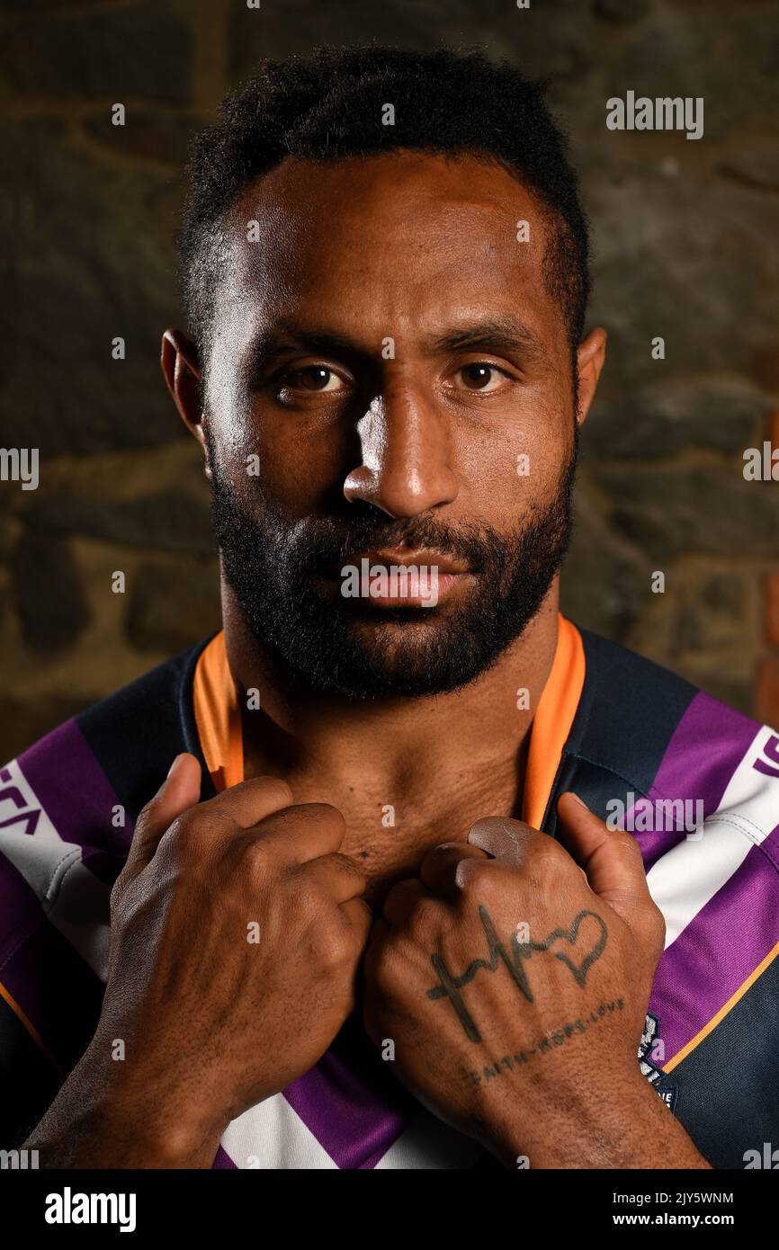 Justin Olam of the Melbourne Storm poses for a photograph during a ...