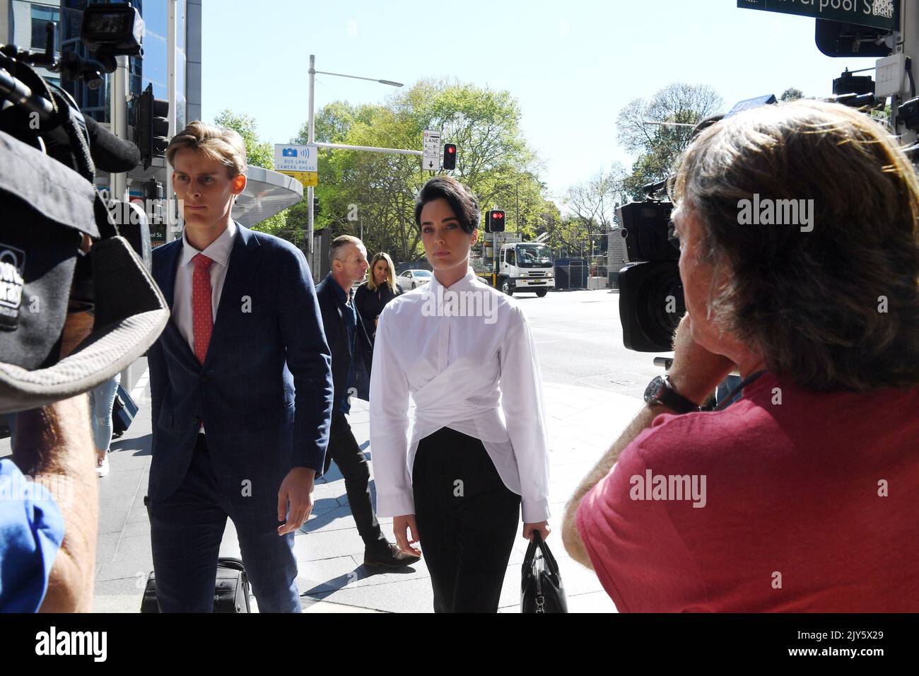 Sarah Budge arrives at the Downing Centre Local Court in Sydney ...