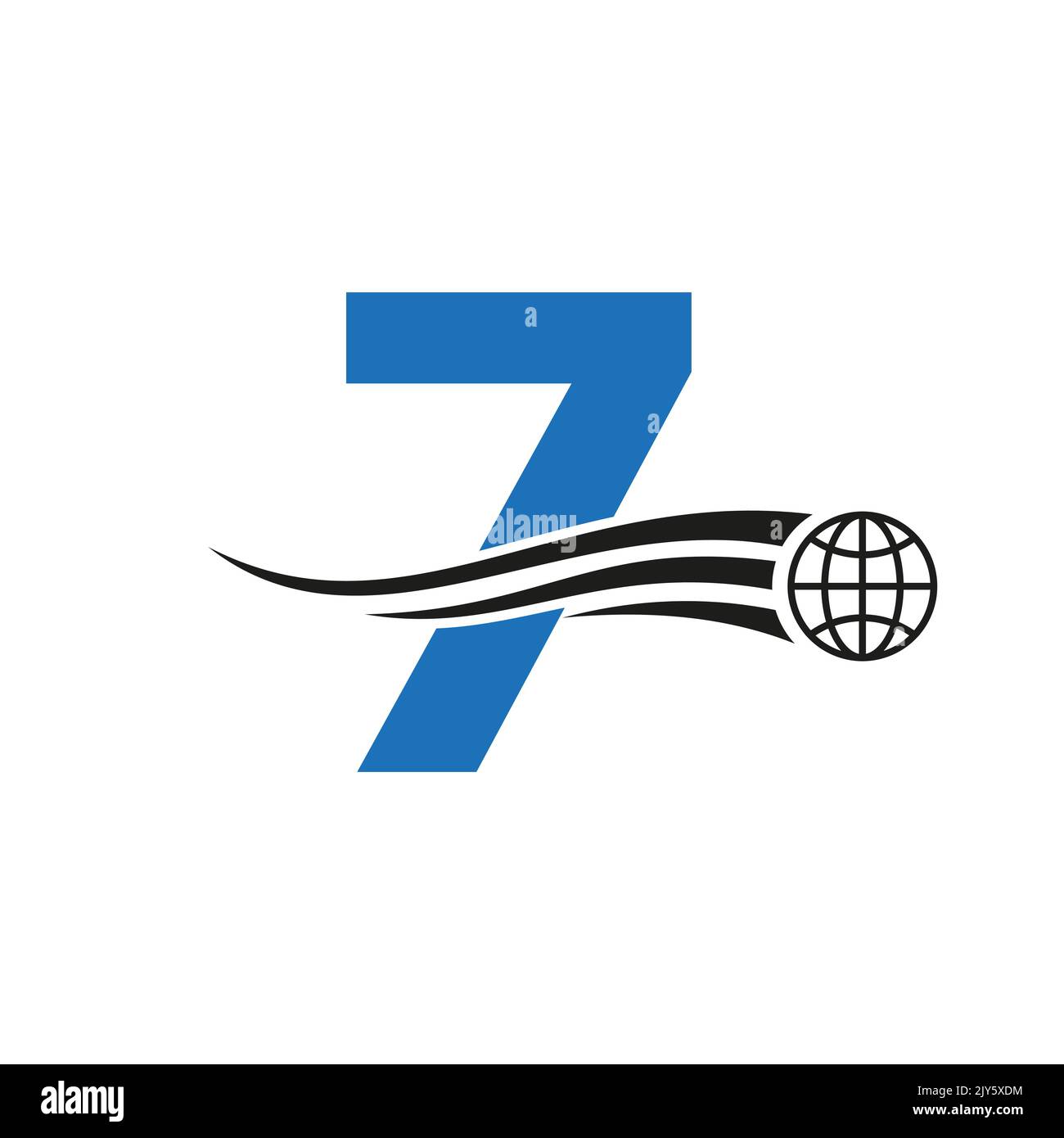 Letter 7 Global Logo Combined With Global Icon, Earth Sign For Business ...