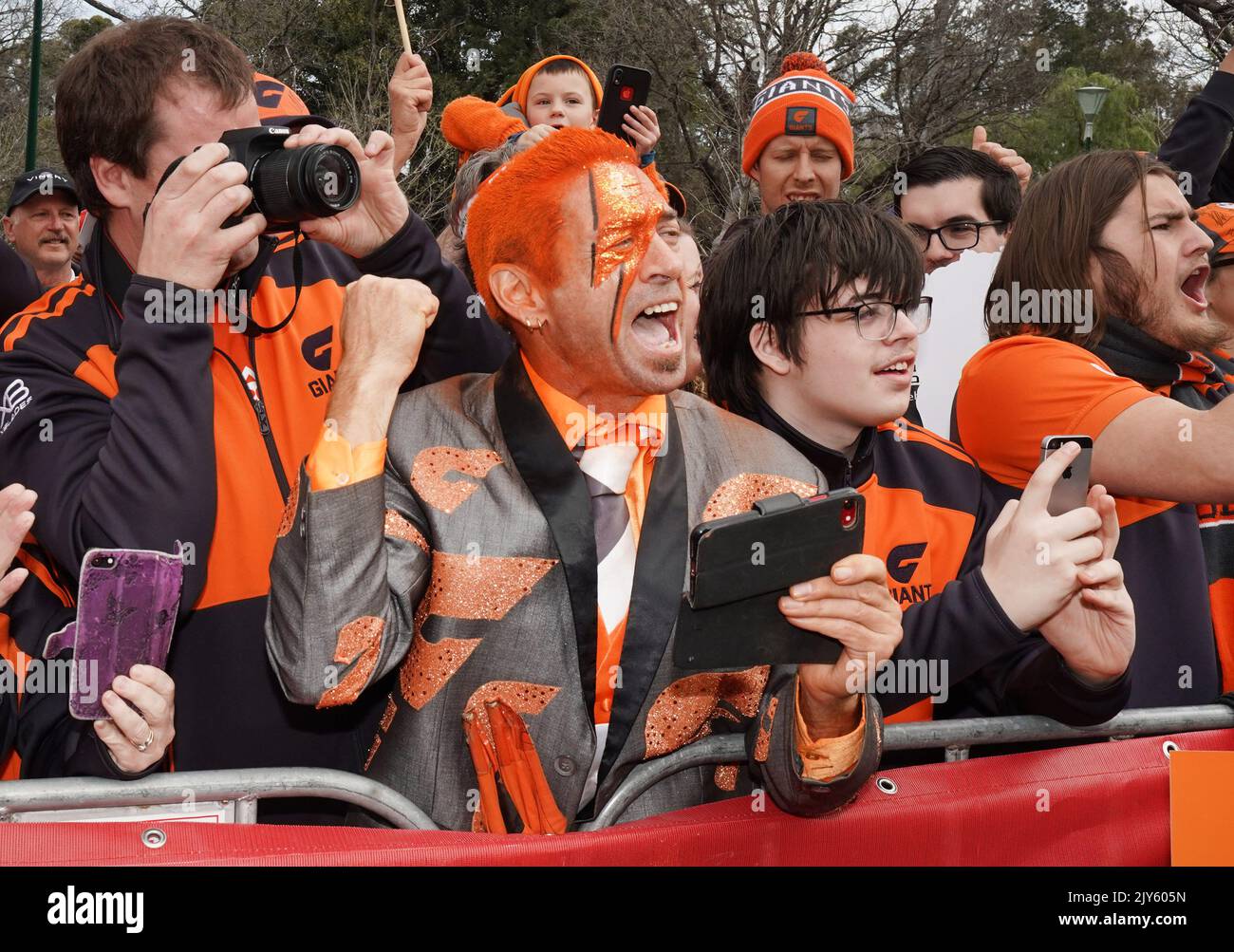 GWS fans show their support during the AFL Grand Final Parade in ...