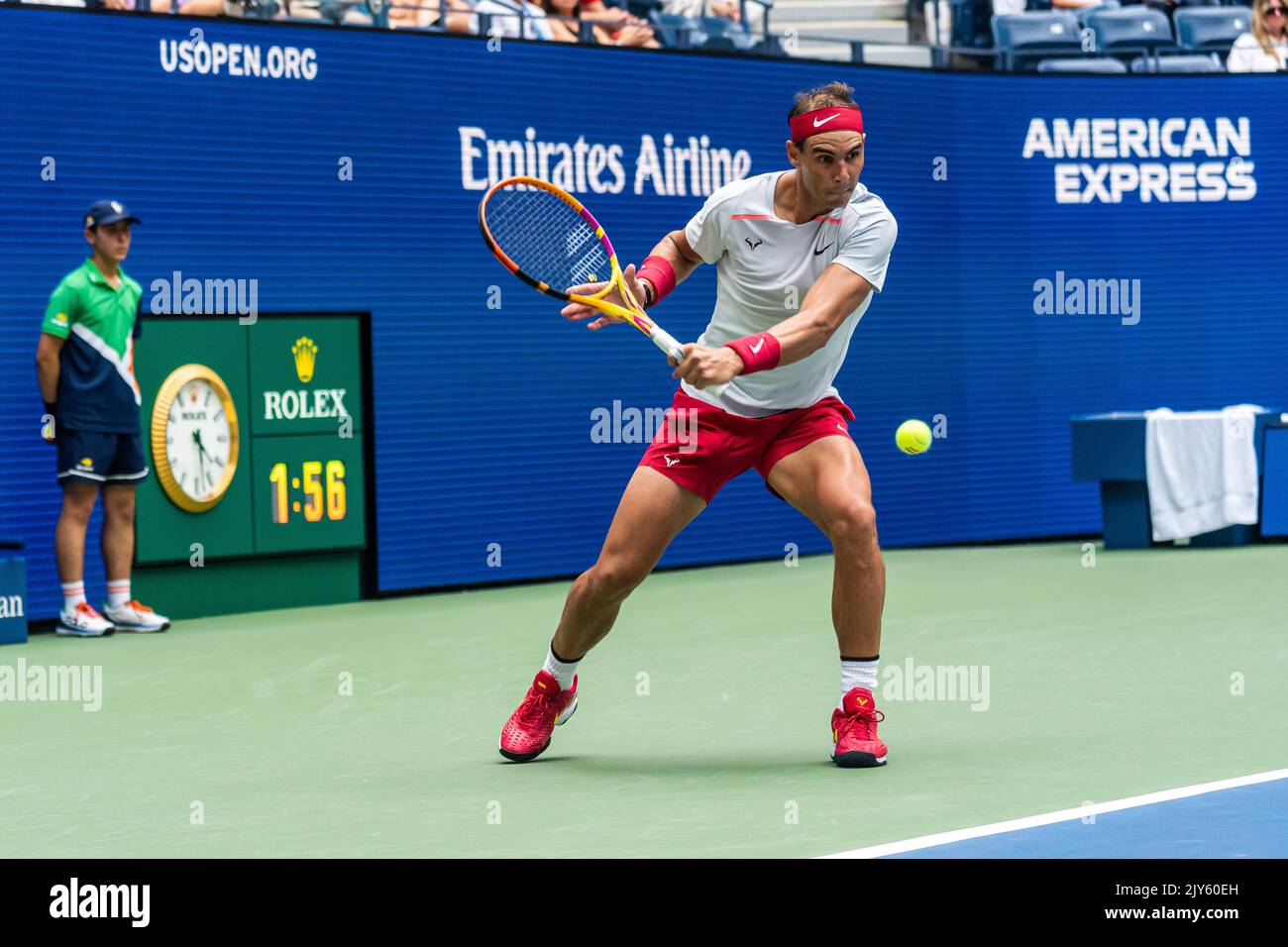 Rafael Nadal (ESP) competing in the 4R at the 2022 US Open Stock Photo ...