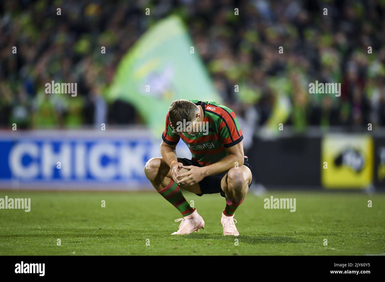 Liam Knight of the Rabbitohs reacts after loosing the NRL Preliminary ...