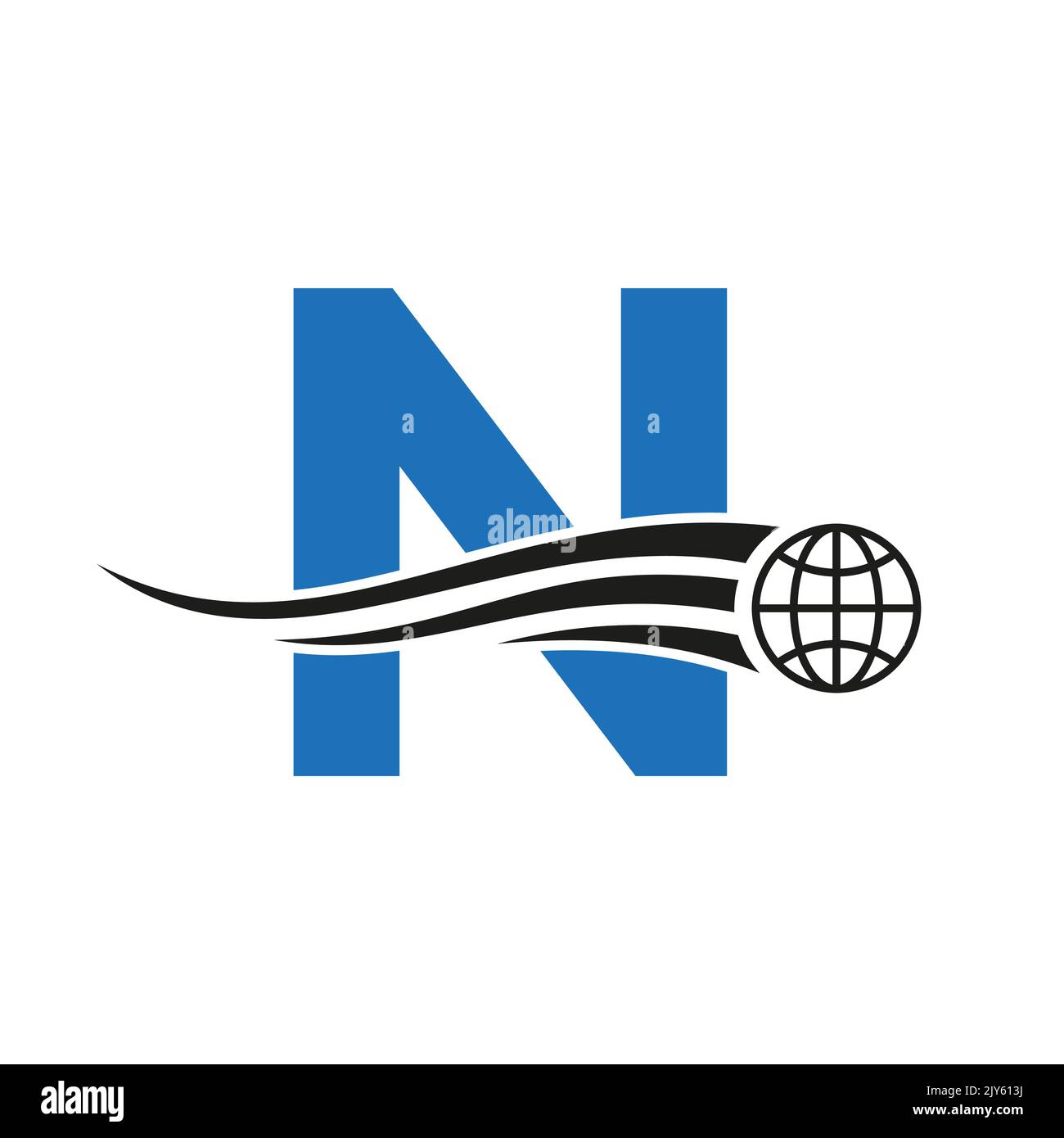 Letter N Global Logo Combined With Global Icon, Earth Sign For Business ...