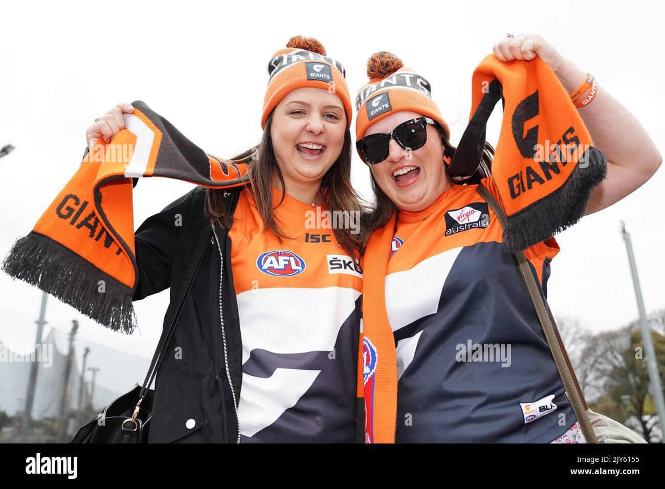 GWS fans show their support during the 2019 AFL Grand Final between the ...