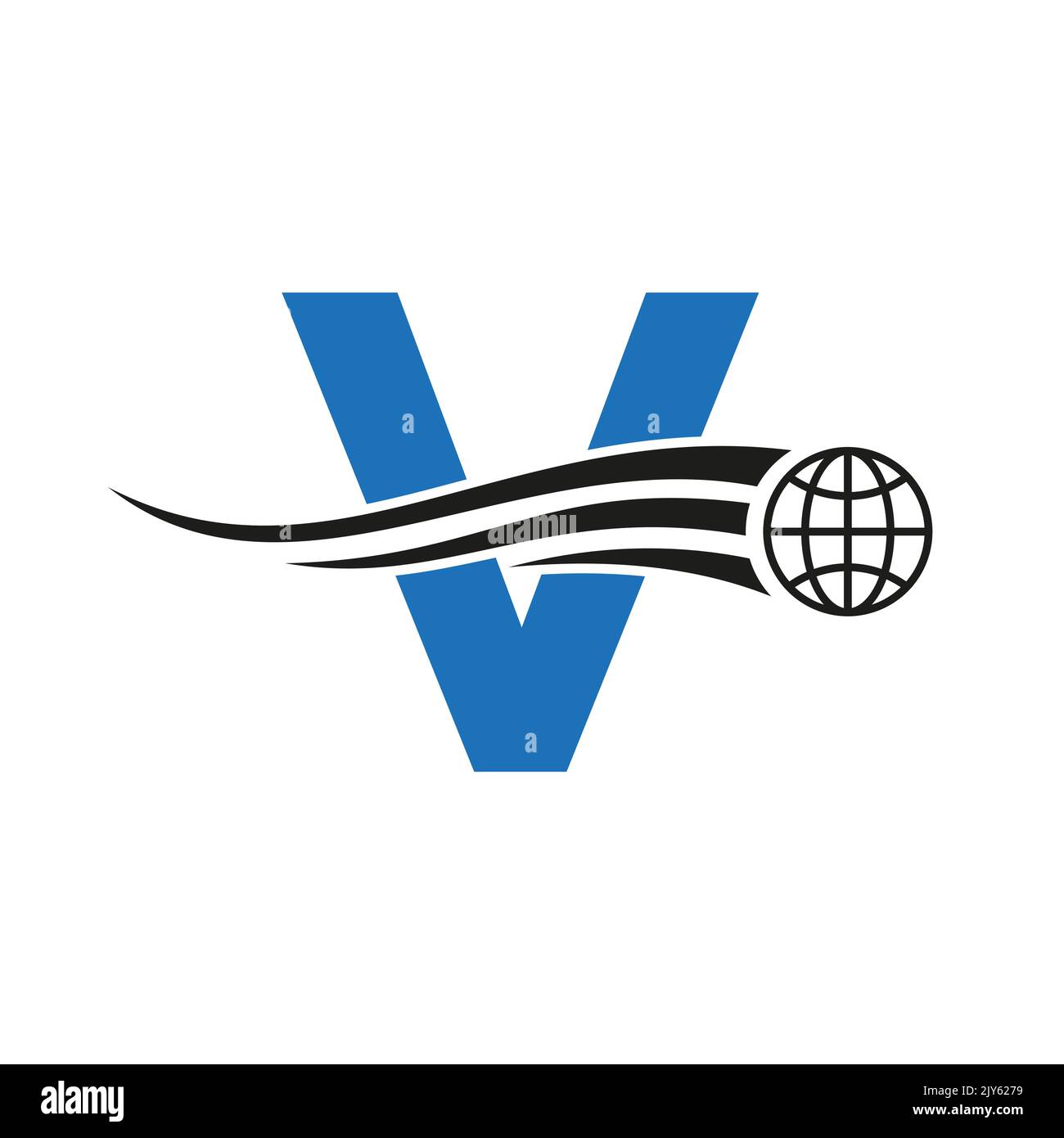Letter V Global Logo Combined With Global Icon, Earth Sign For Business ...