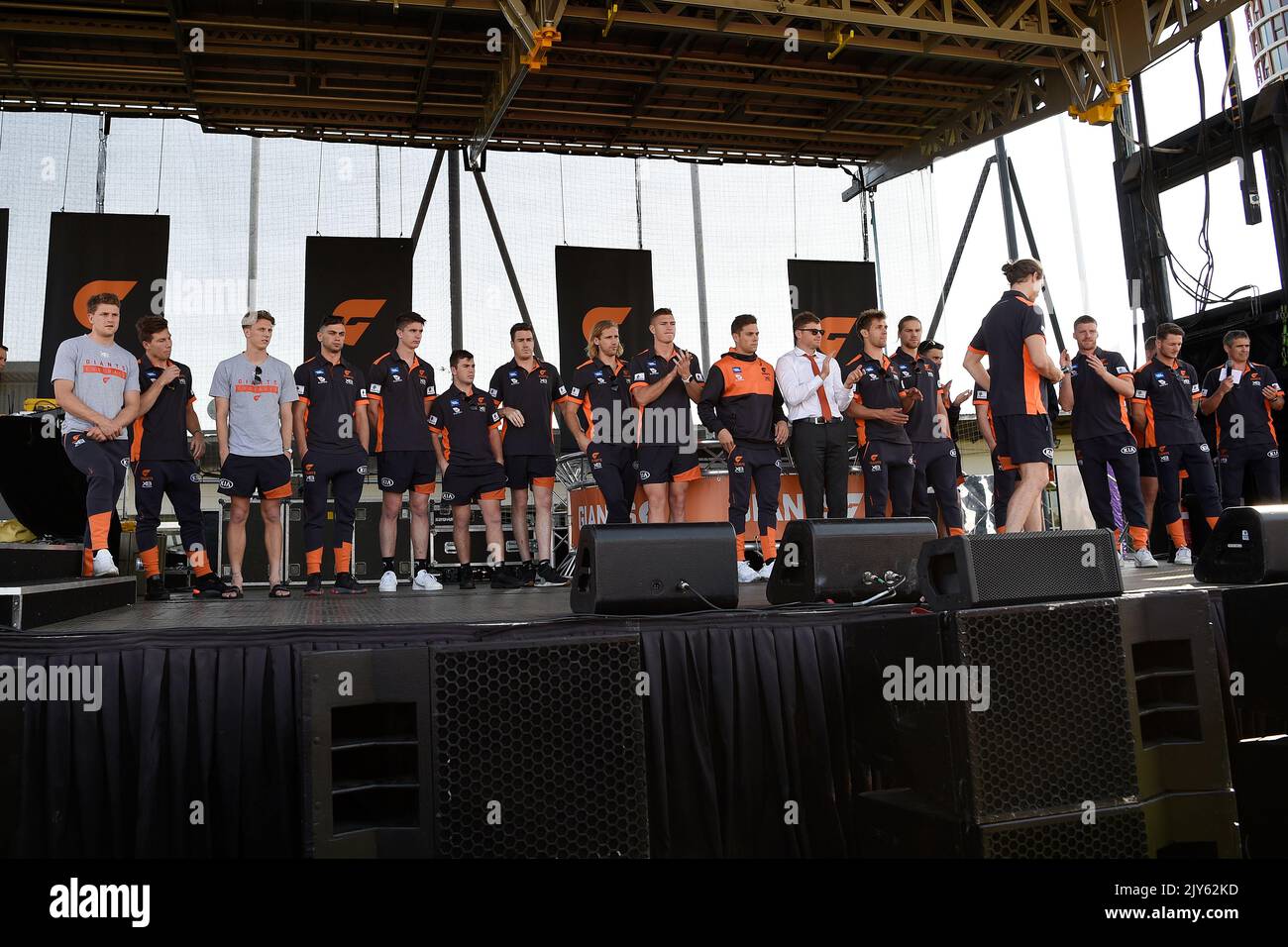 X Fans attend an AFL Giants fan day at The WestConnex Centre Sydney ...