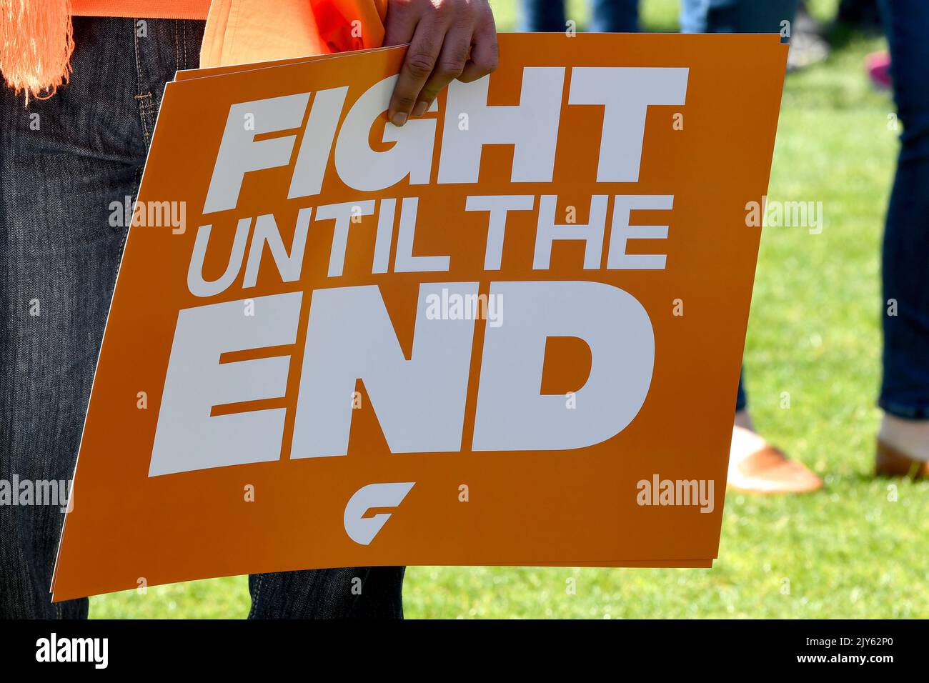 Fans attend an AFL Giants fan day at The WestConnex Centre Sydney ...