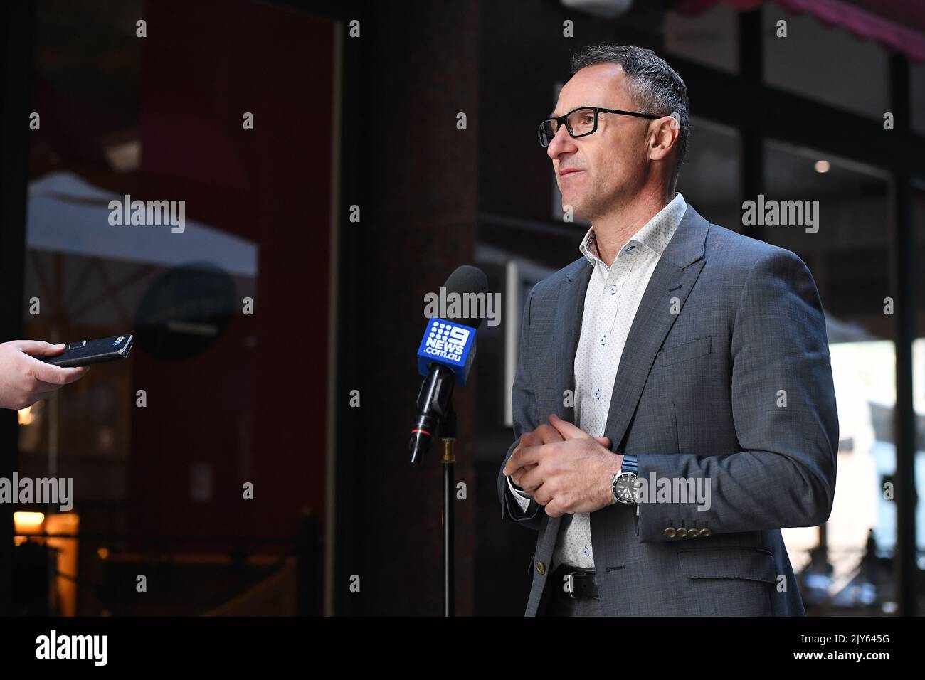 Australian Greens Leader Richard Di Natale speaks to the media during a ...