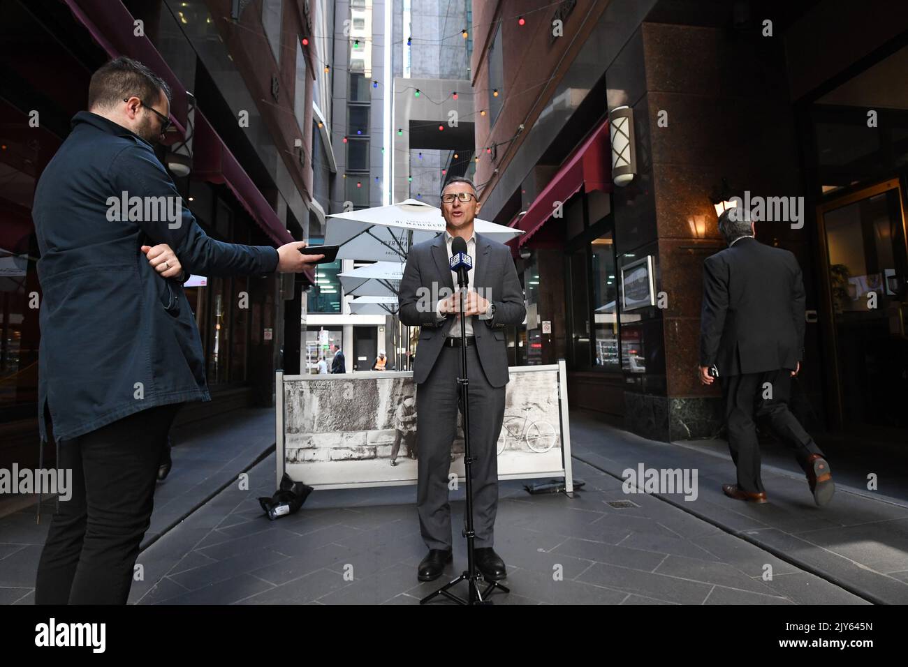 Australian Greens Leader Richard Di Natale speaks to the media during a ...
