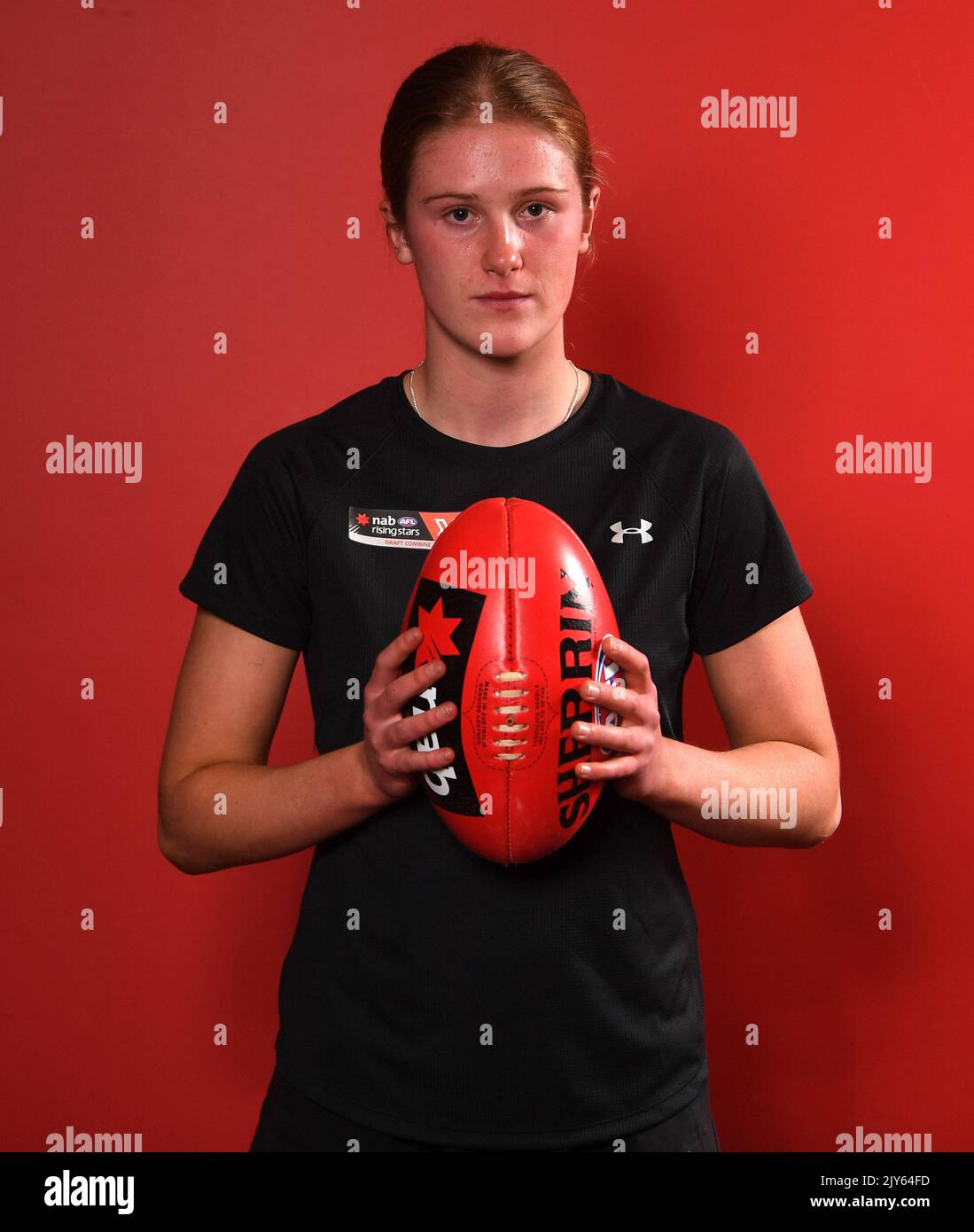 Isabella Grant poses for a photo during the 2019 AFL and AFLW Draft ...