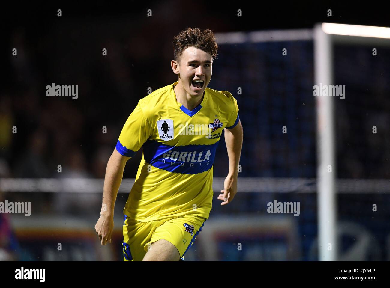 Andrew Pengelly of the Strikers celebrates scoring a goal during the ...