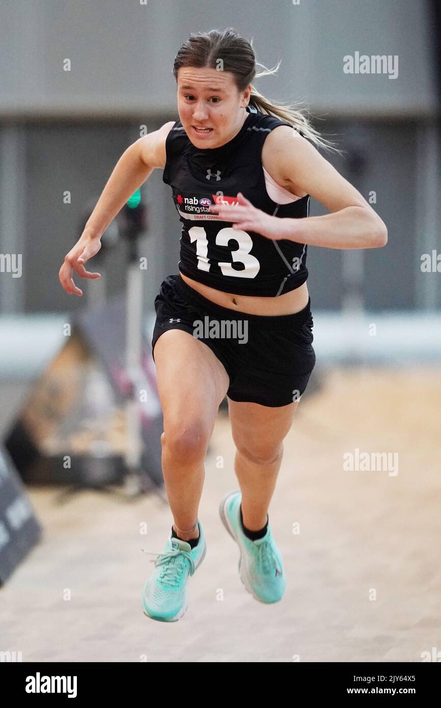 Hannah Munyard participates during the 2019 AFLW Draft Combine at ...