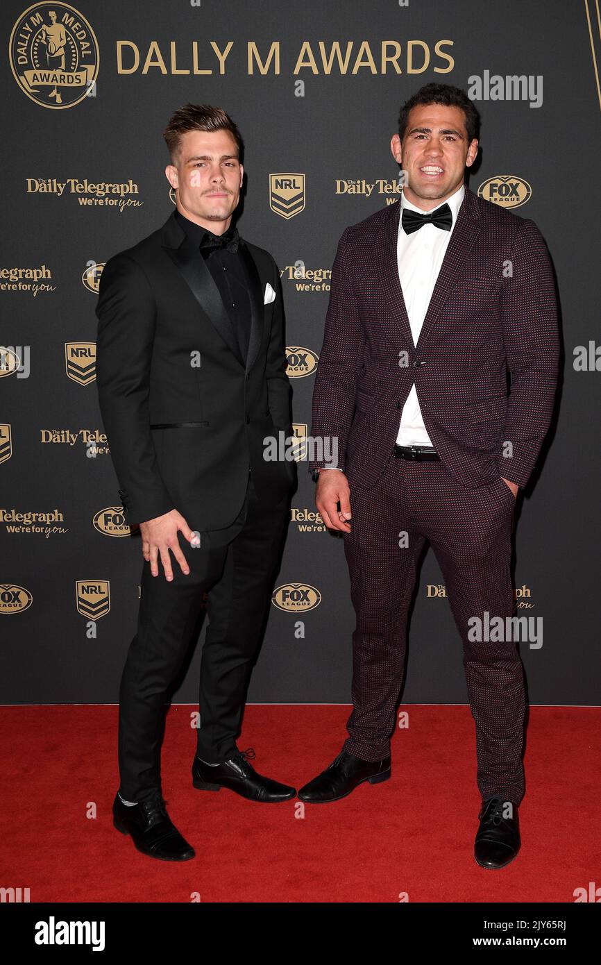 Melbourne Storm players Ryan Papenhuyzen and Dale Finucane arrive at ...