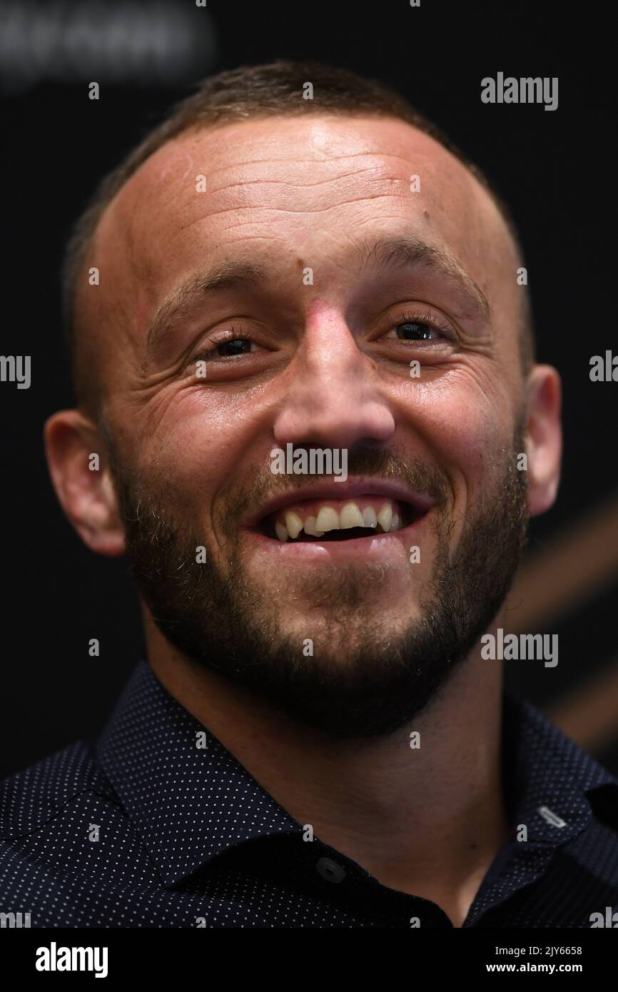 Josh Hodgson of the Raiders speaks to the media during the NRL Grand ...