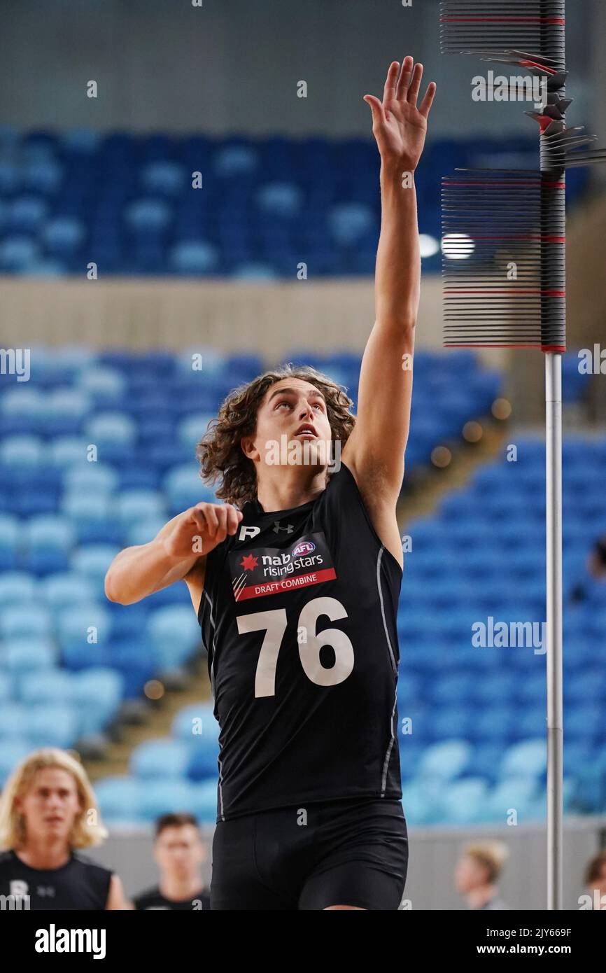 Luke Jackson participates during the 2019 AFL Draft Combine at Margaret ...