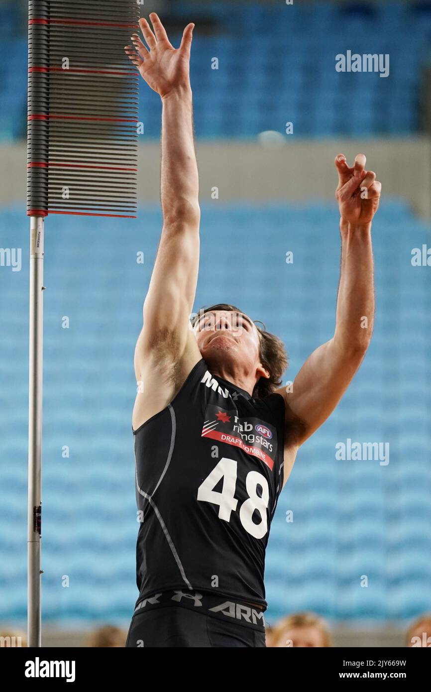 Sam Philp participates during the 2019 AFL Draft Combine at Margaret ...