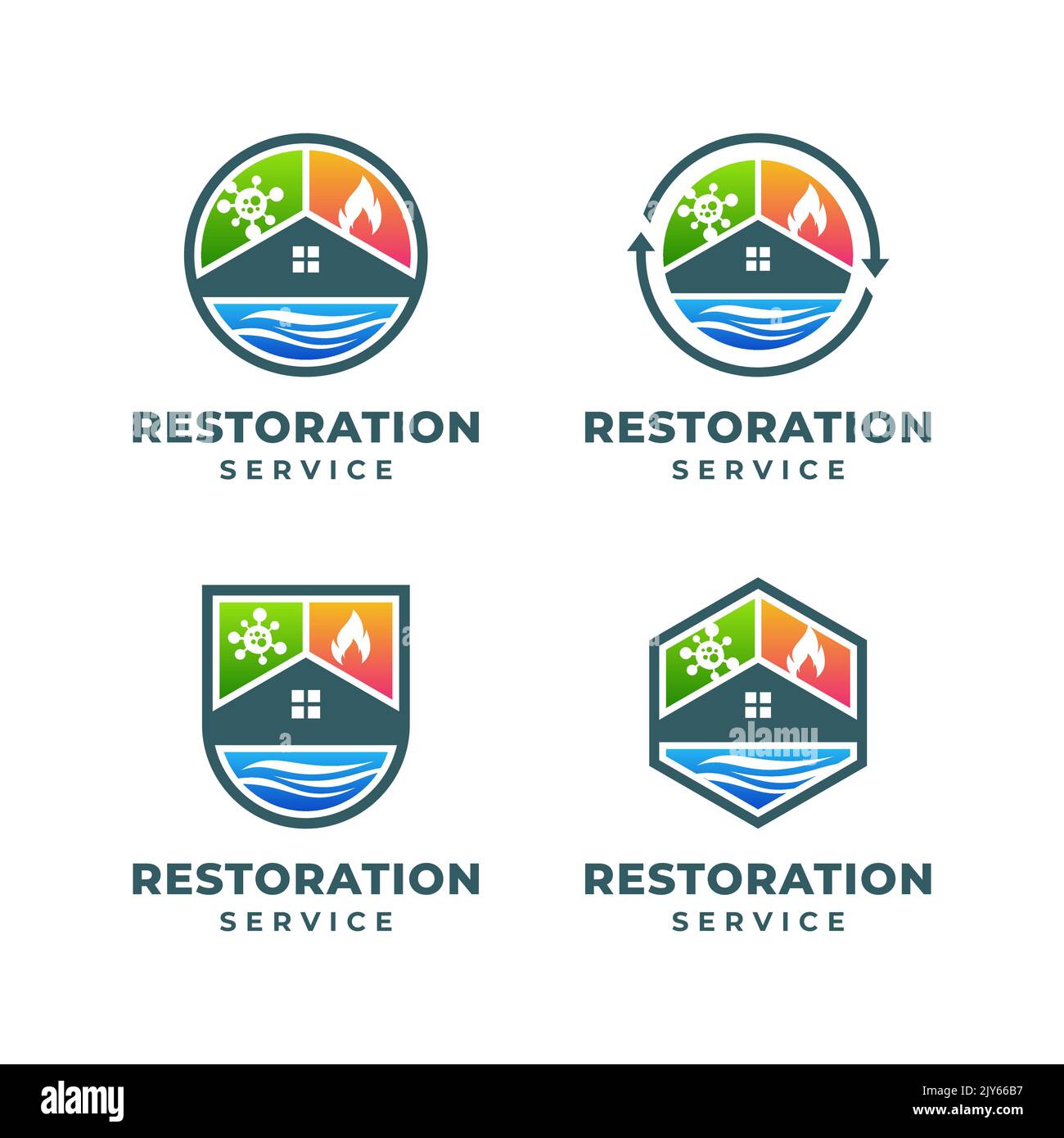 Set of Building Restoration Services Logo Template Design. Vector ...