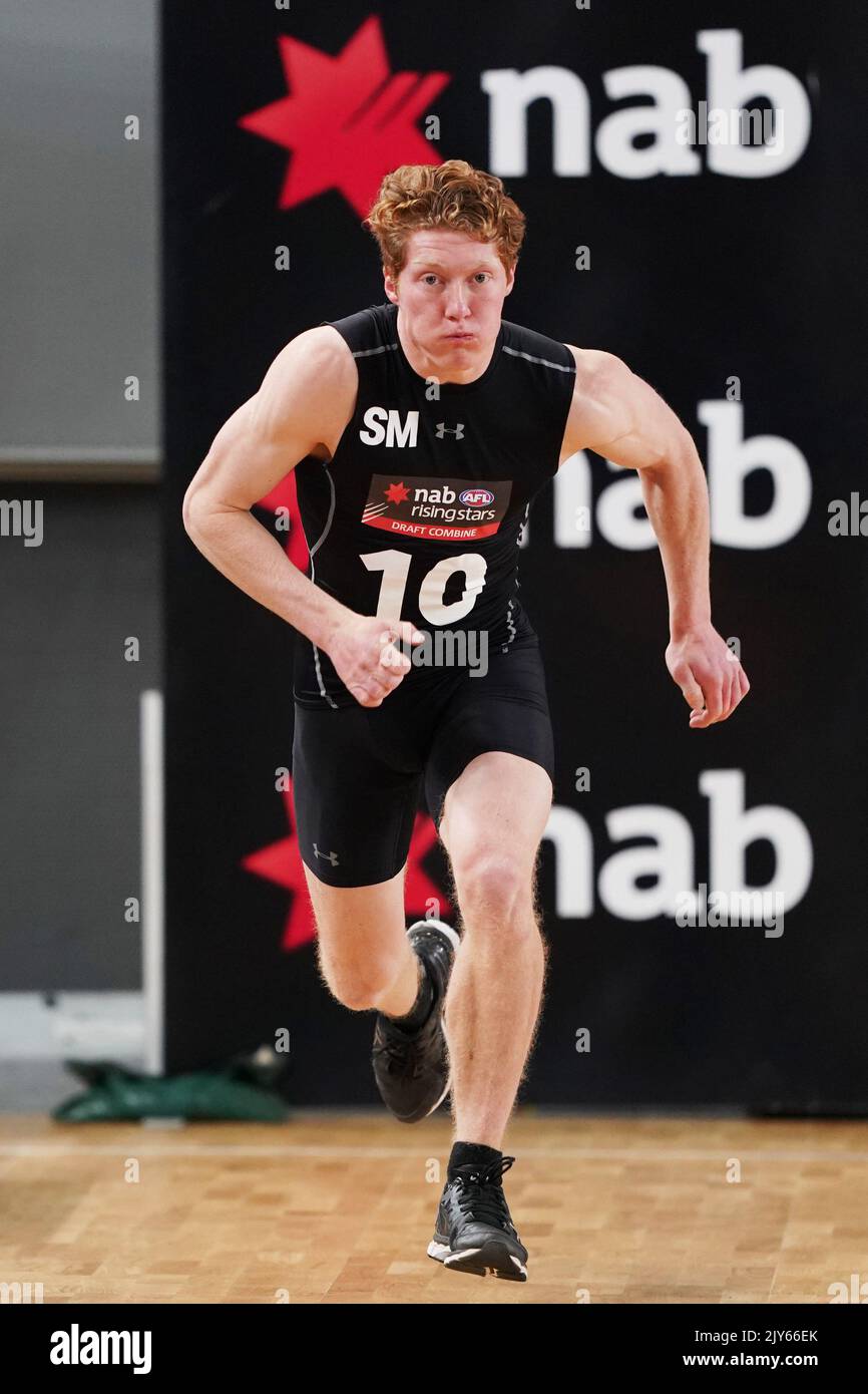 Matthew Rowell participates during the 2019 AFL Draft Combine at ...