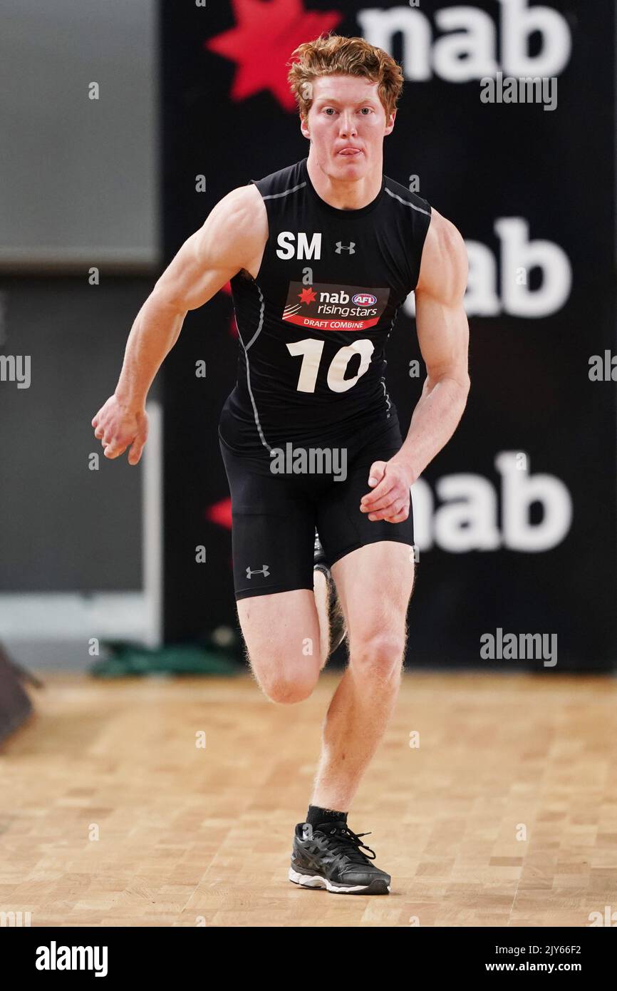 Matthew Rowell participates during the 2019 AFL Draft Combine at ...