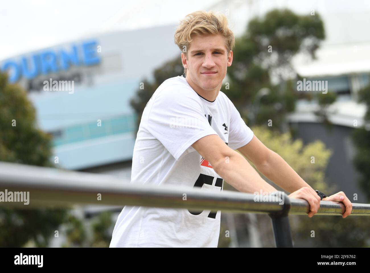 Dylan Stephens poses for a photo after the 2019 AFL Draft Combine at ...