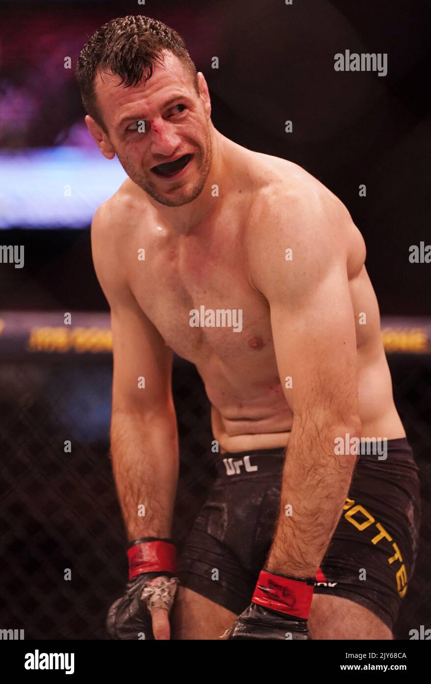 Callan Potter celebrates his win against Maki Pitolo during UFC 243 at ...