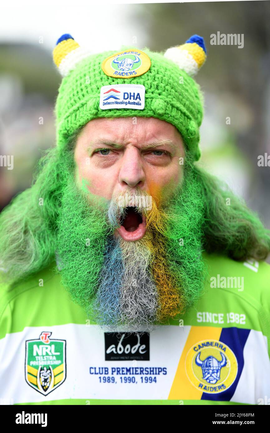 Raiders supporters arrive ahead of the 2019 NRL Grand Final between the ...