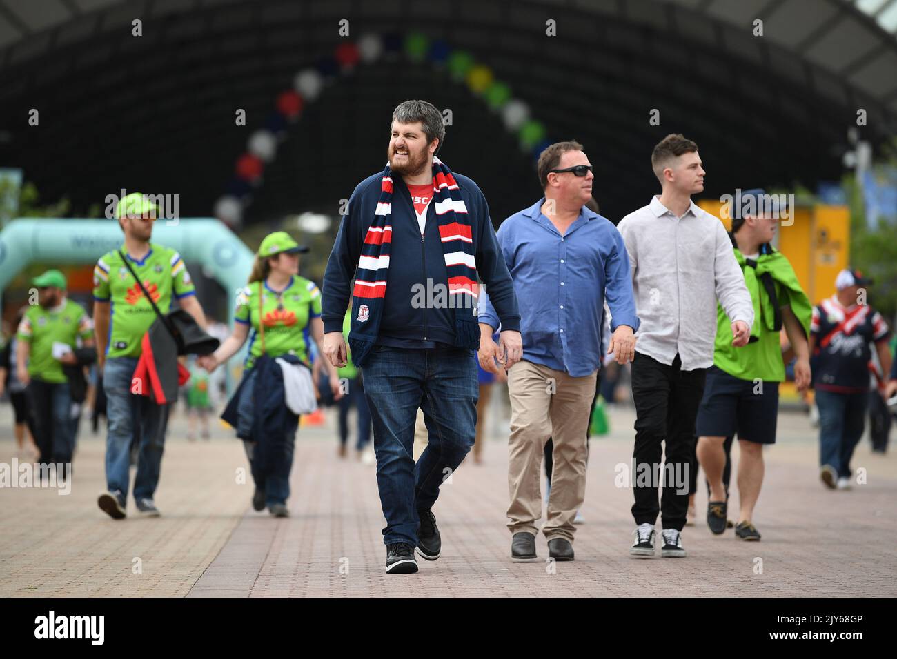 Roosters fans arrive for the 2019 NRL Grand Final between the Canberra ...