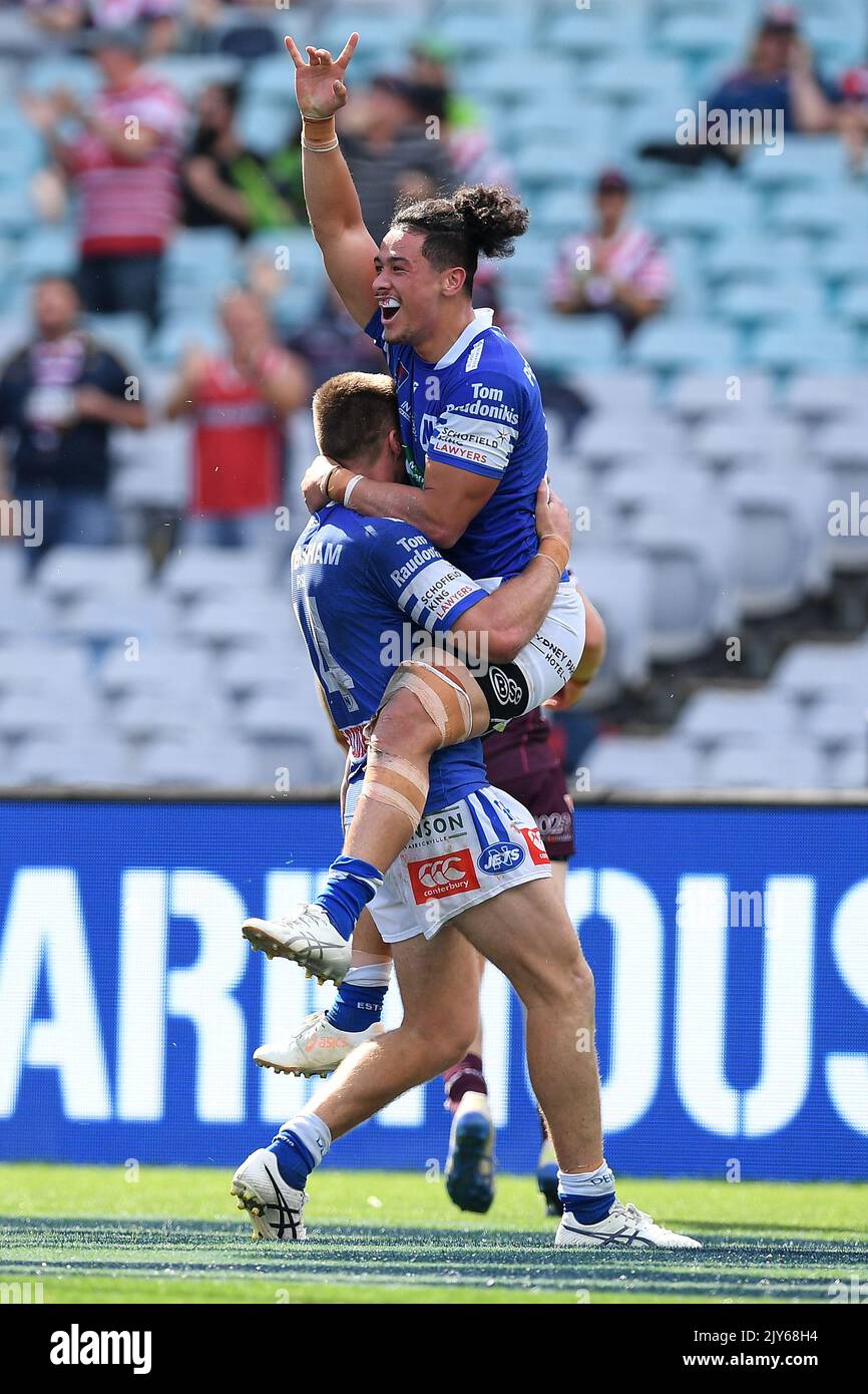 Jackson Ferris of the Jets (right) celebrates with Teig Wilton after ...