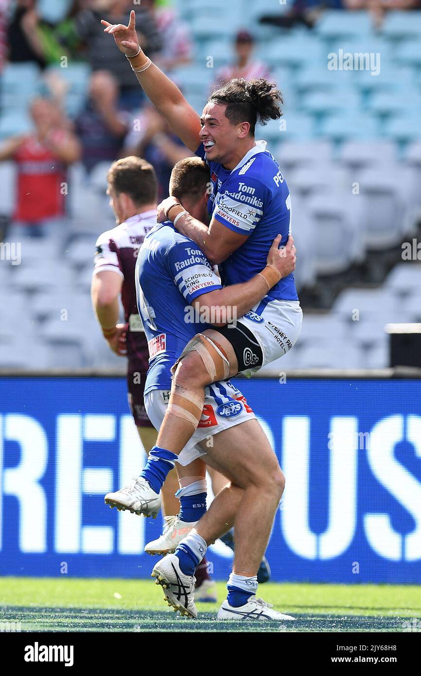 Jackson Ferris of the Jets (right) celebrates with Teig Wilton after ...