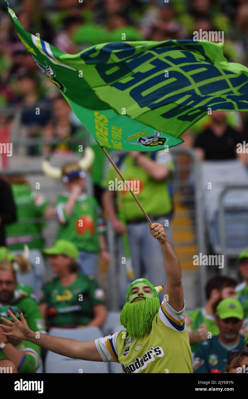 Raiders supporters ahead of kick off for the 2019 NRL Grand Final ...
