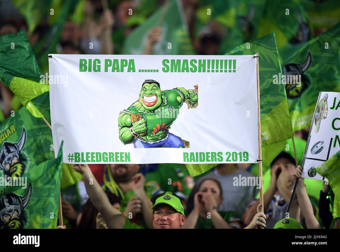 Raider fans during the 2019 NRL Grand Final between the Canberra ...