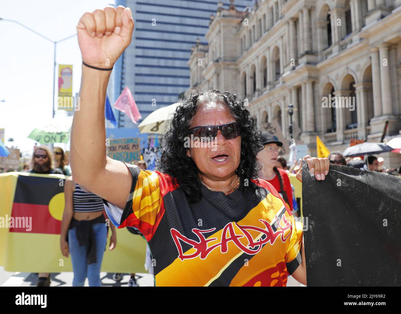 Activist Kim Law, representing Waka Waka nation participates in an ...