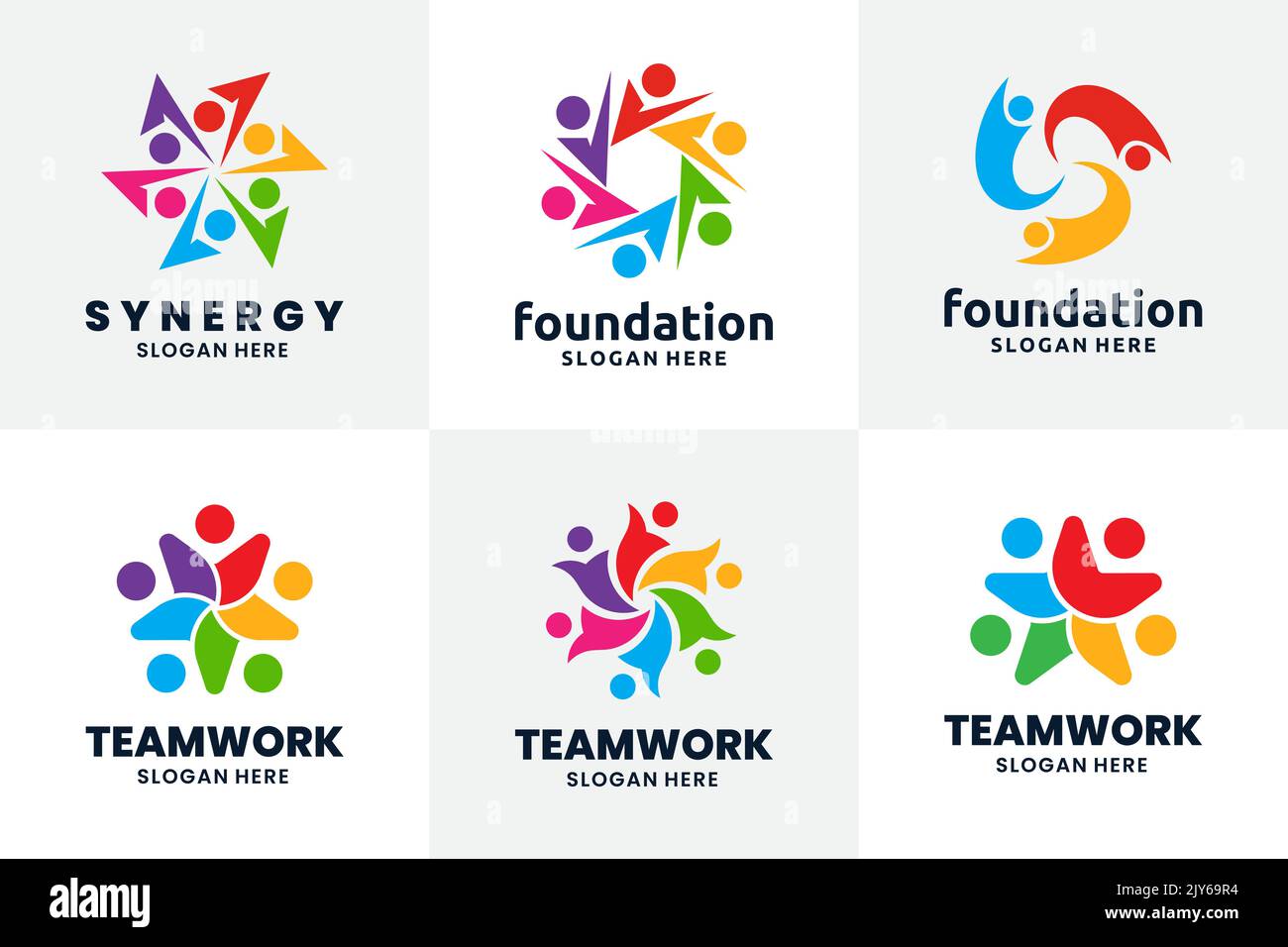 Set of Team Logo Template Design. Creative social people logo. Concept ...