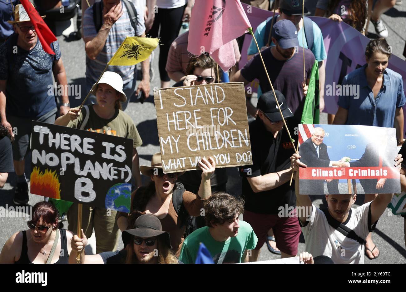 Extinction Rebellion activists march during Brisbane Rebellion Week ...