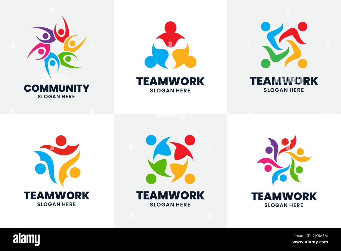Set of Team Logo Template Design. Creative social people logo. Concept ...