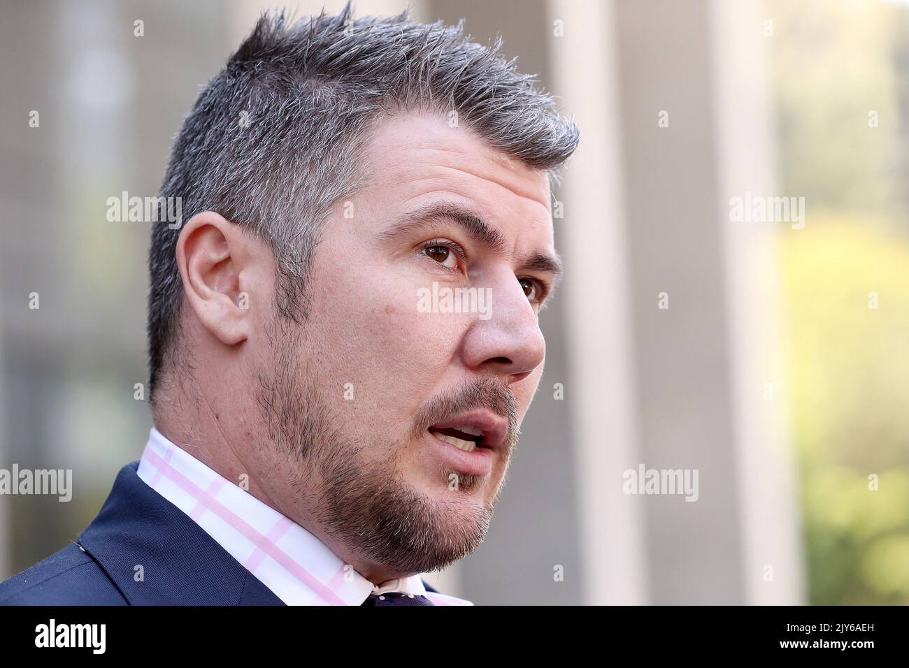 Shaune Irving, Defense solicitor for Sterling Free, leaves the Brisbane ...