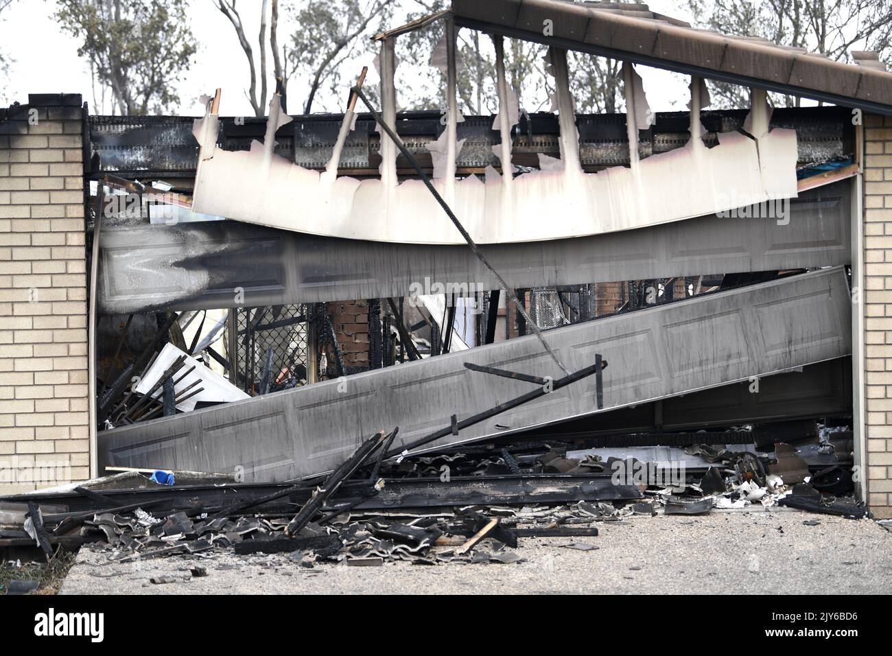 A house burnt down by bushfires is seen in Laidley, southeast ...