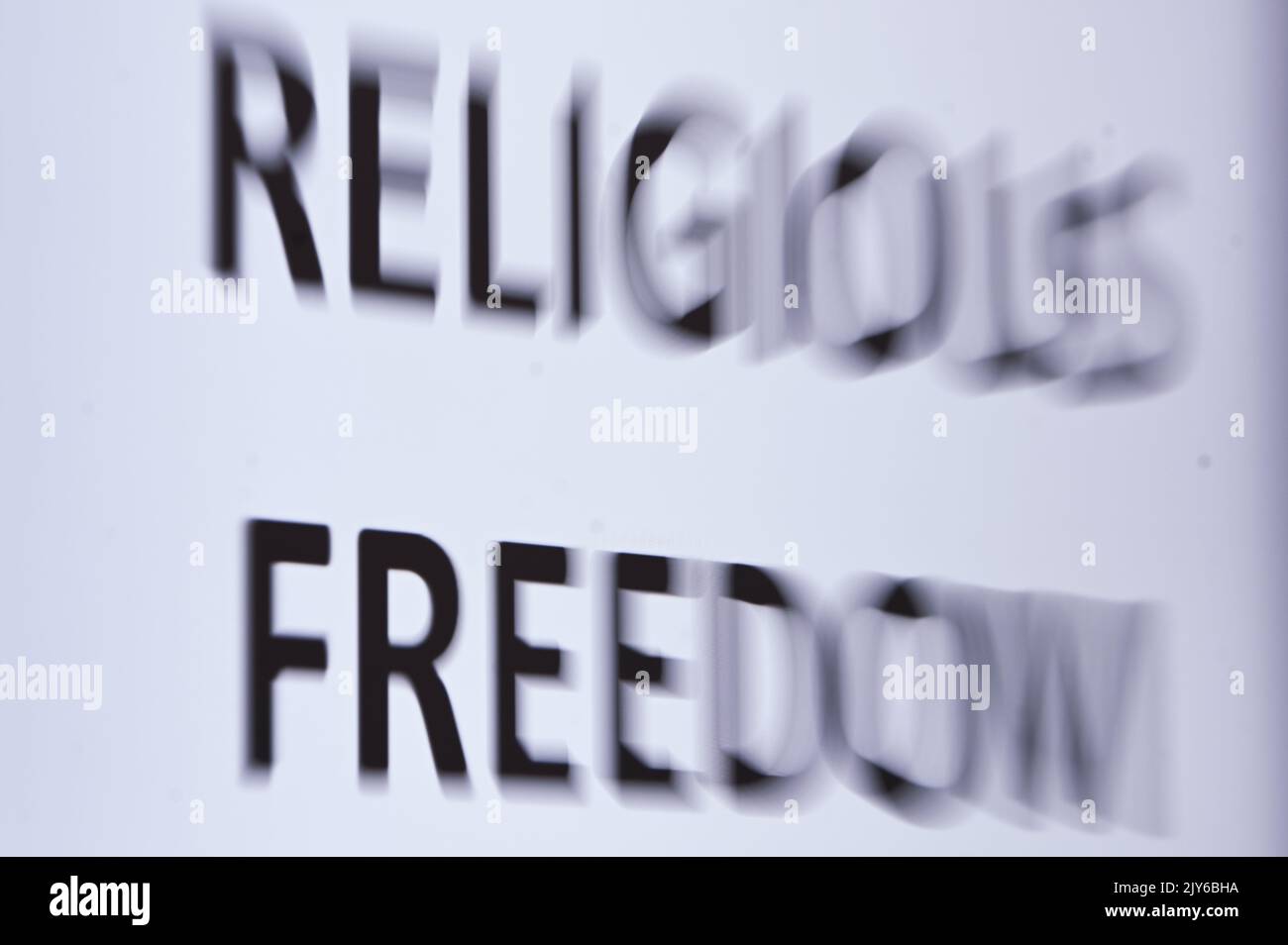 A sign saying ' Religious Freedom Debate' is seen during a debate on ...