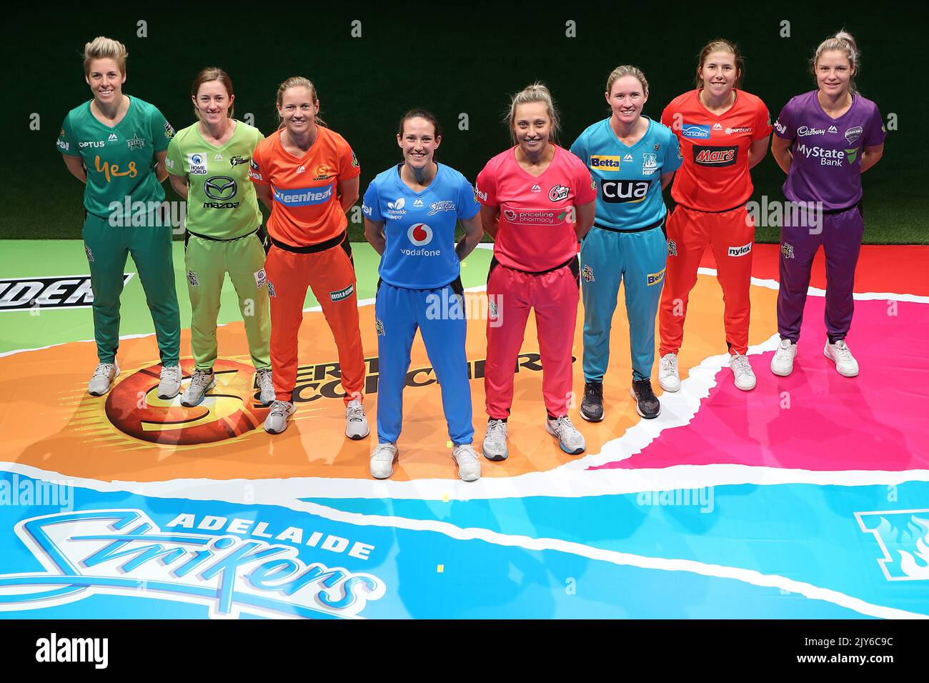 (L-R) Elyse Villani, Rachael Haynes, Meg Lanning, Megan Schutt ...