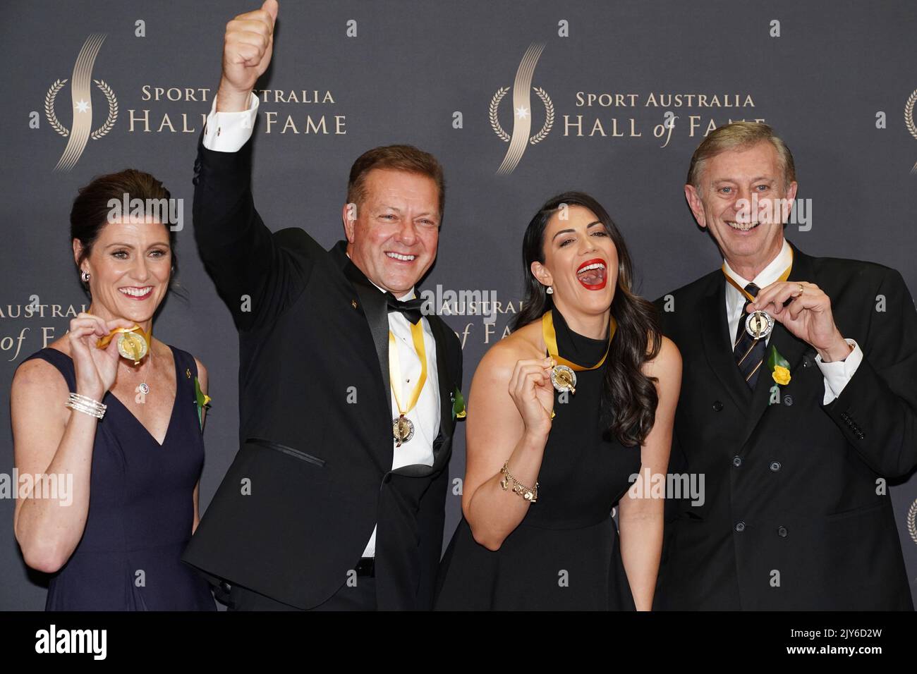 Inductees Cheryl Salisbury, Russell Mark, Stephanie Rice and Dennis ...