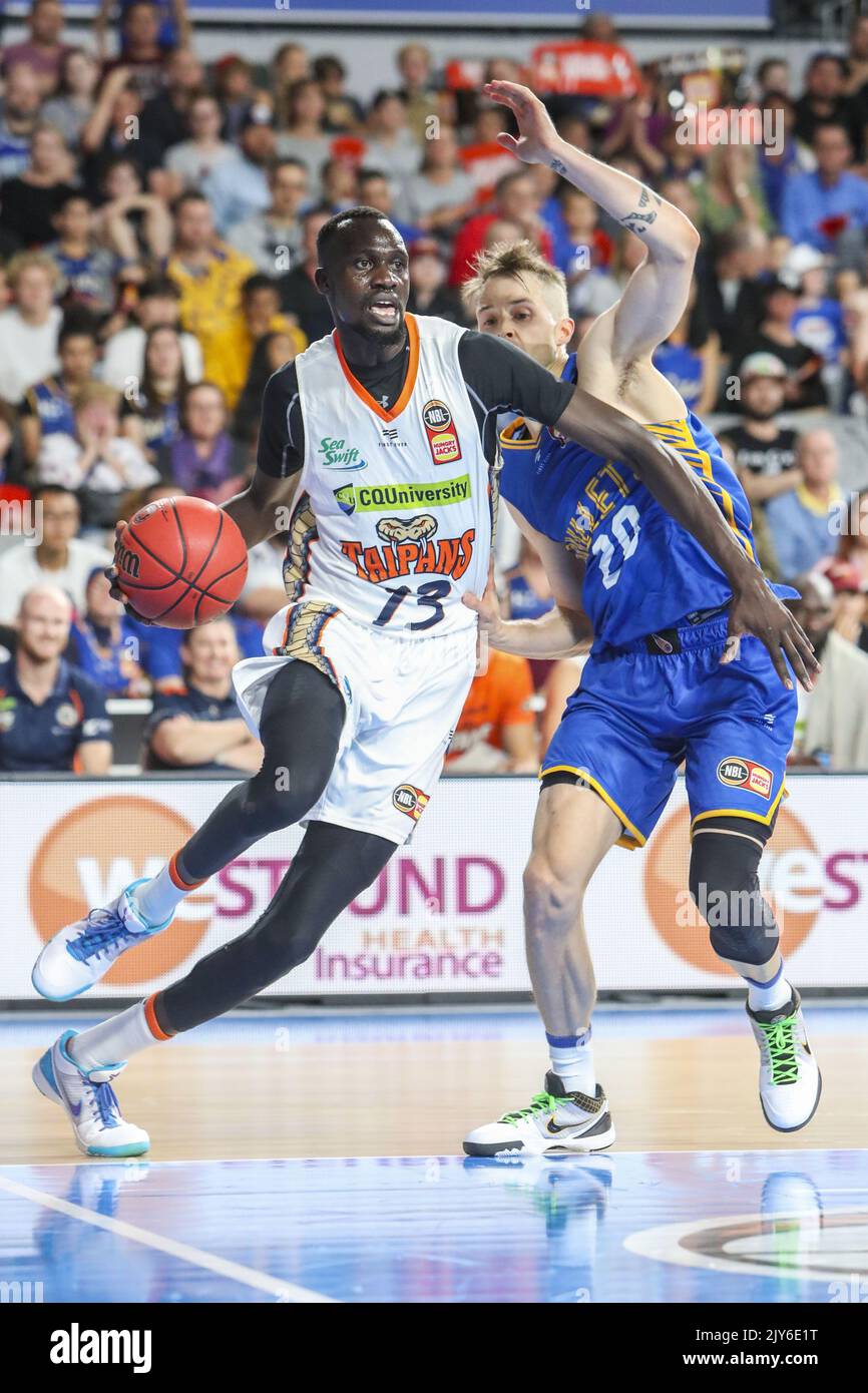 Majok Deng of the Taipans drives to the basket during the NBL round two ...