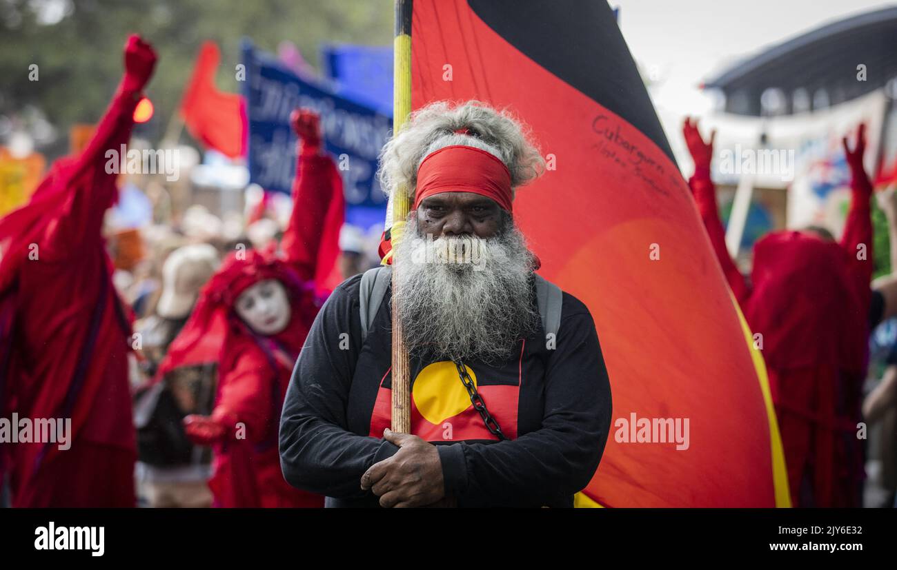 Activists from Extinction Rebellion participate in a protest in Perth ...